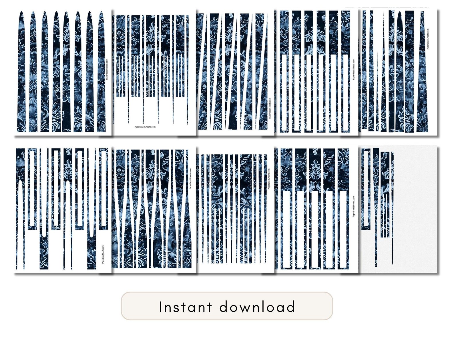 Printable Paper Bead Sheets Patterns Blue Floral - Etsy