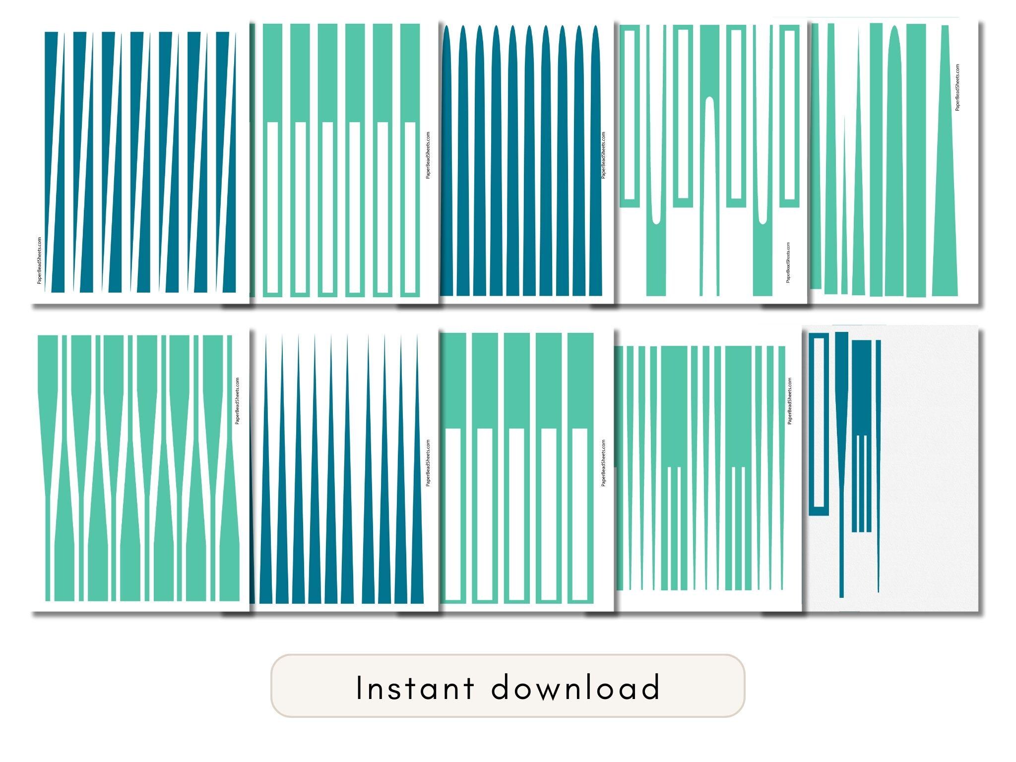 Printable Paper Bead Sheets Patterns Blue and Green Beads Solids - Etsy