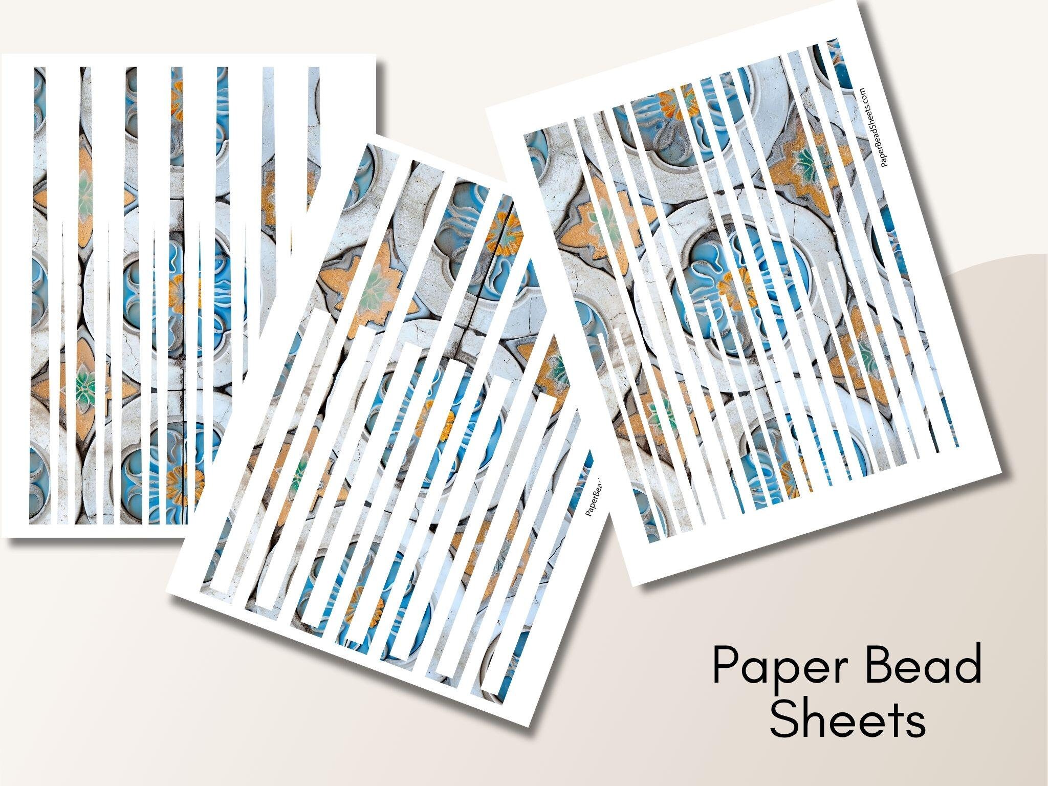 Printable Paper Bead Sheets Patterns Light Blue Floral - Etsy