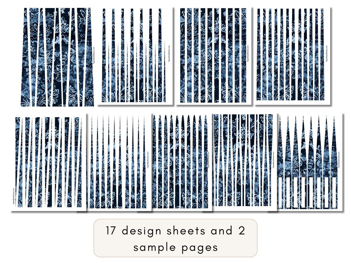 Printable Paper Bead Sheets Patterns Blue Floral - Etsy