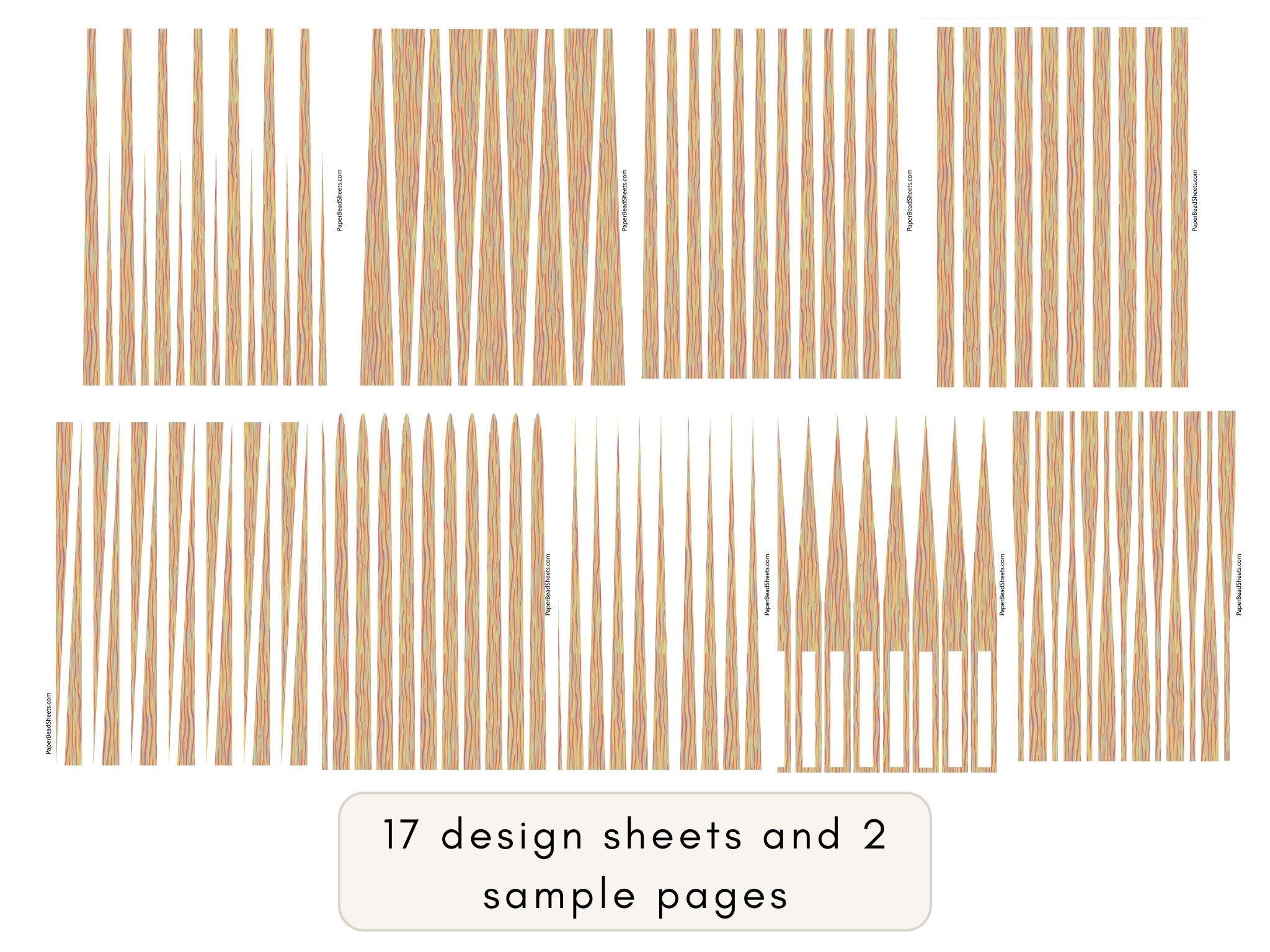 Printable Paper Bead Sheets Patterns Rose Green Wavy Stripes - Etsy