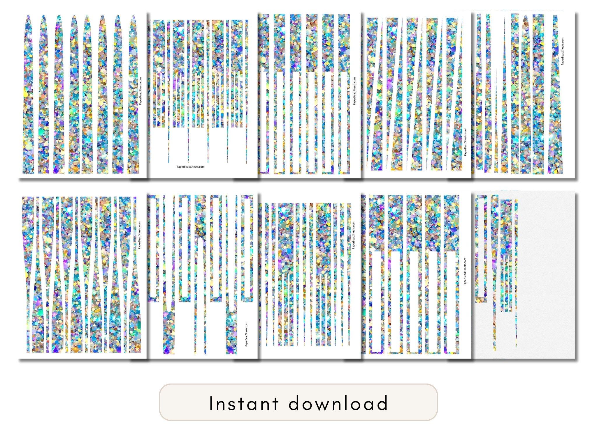 Printable Paper Bead Sheets Patterns Iridescent Glitter 1 - Etsy
