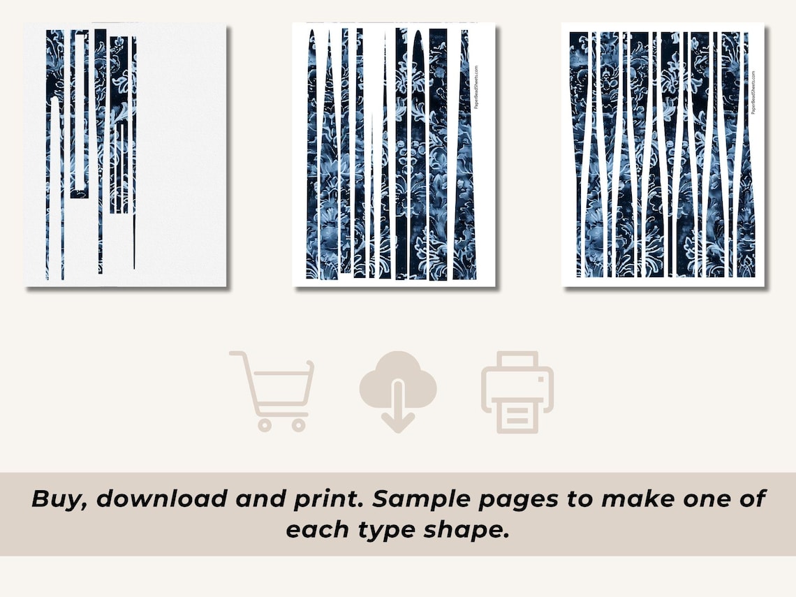 Printable Paper Bead Sheets Patterns Blue Floral - Etsy