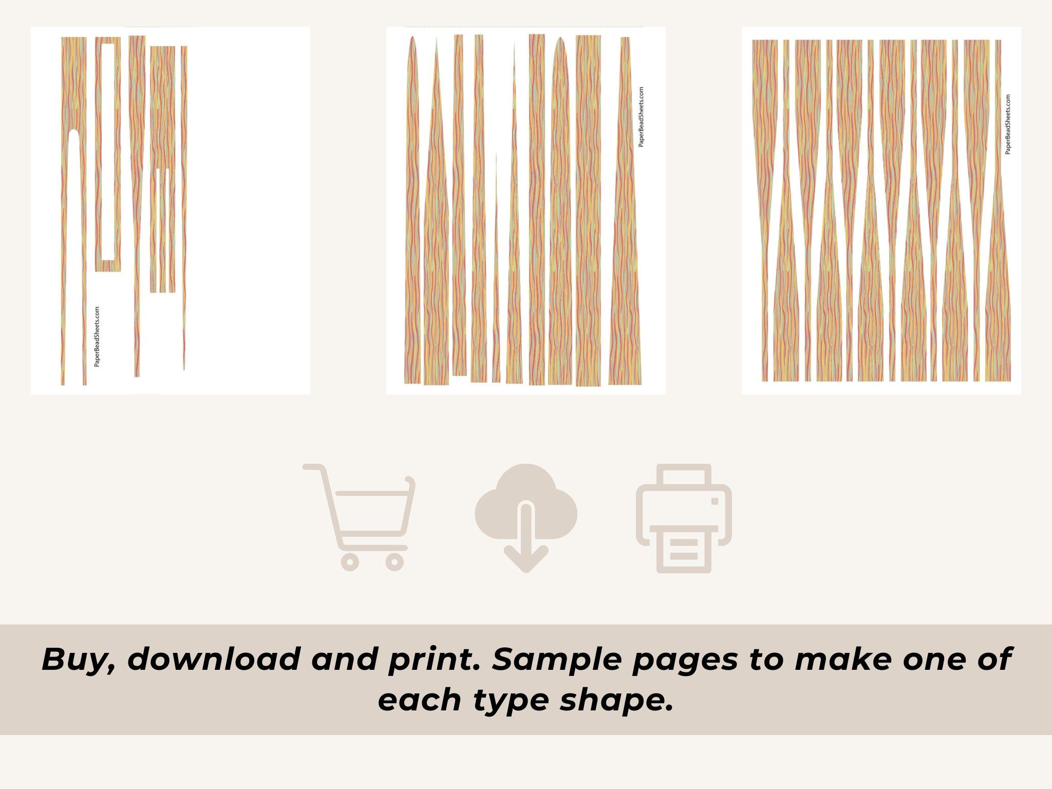 Printable Paper Bead Sheets Patterns Rose Green Wavy Stripes - Etsy