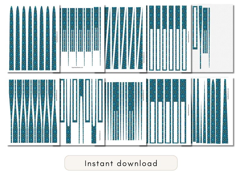 Printable Paper Bead Sheets Patterns Blues and Greens 1 - Etsy