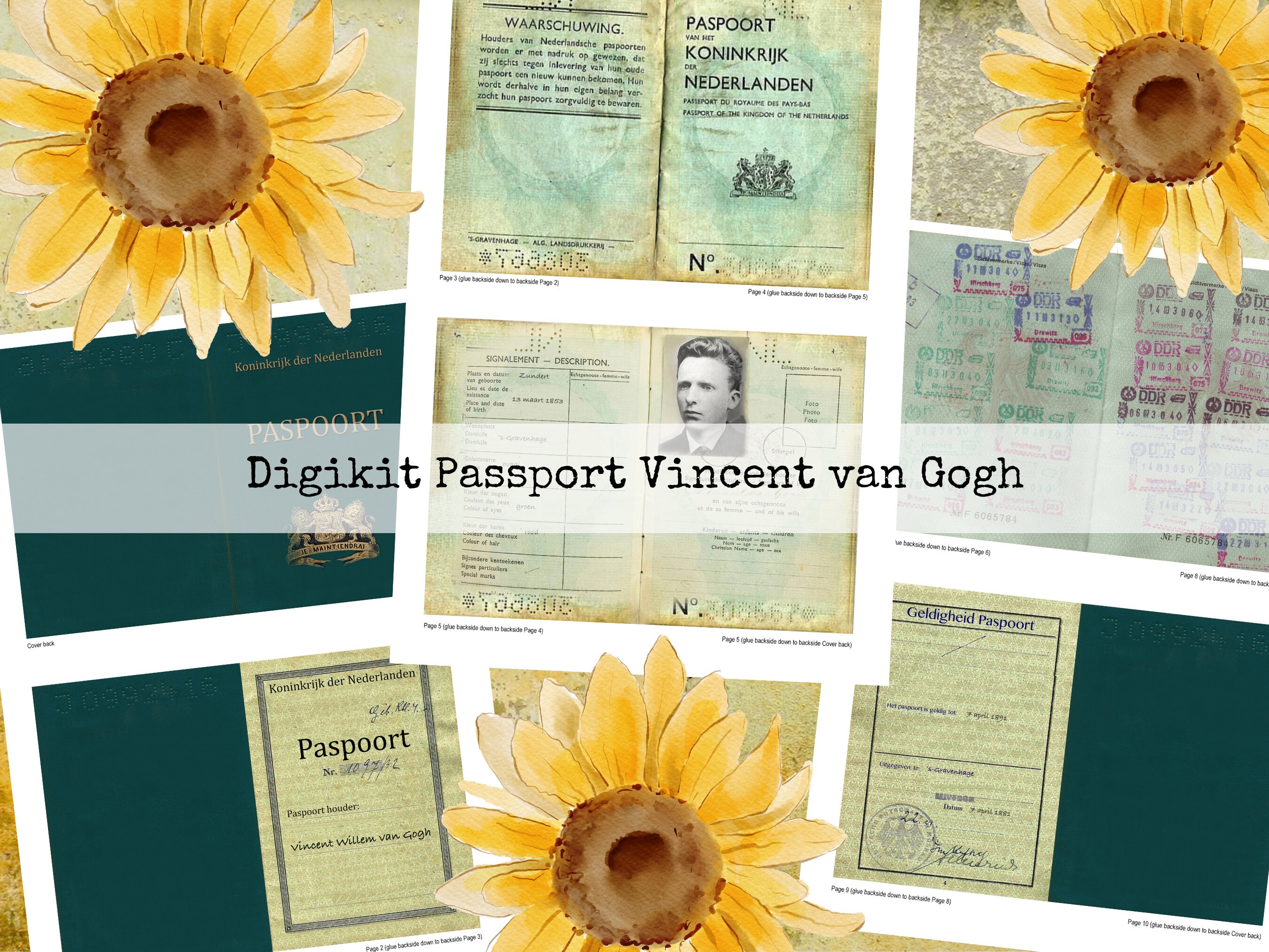 Vincent Van Gogh - Digital Journal Kit. Printable Journal Pages, Belly ...