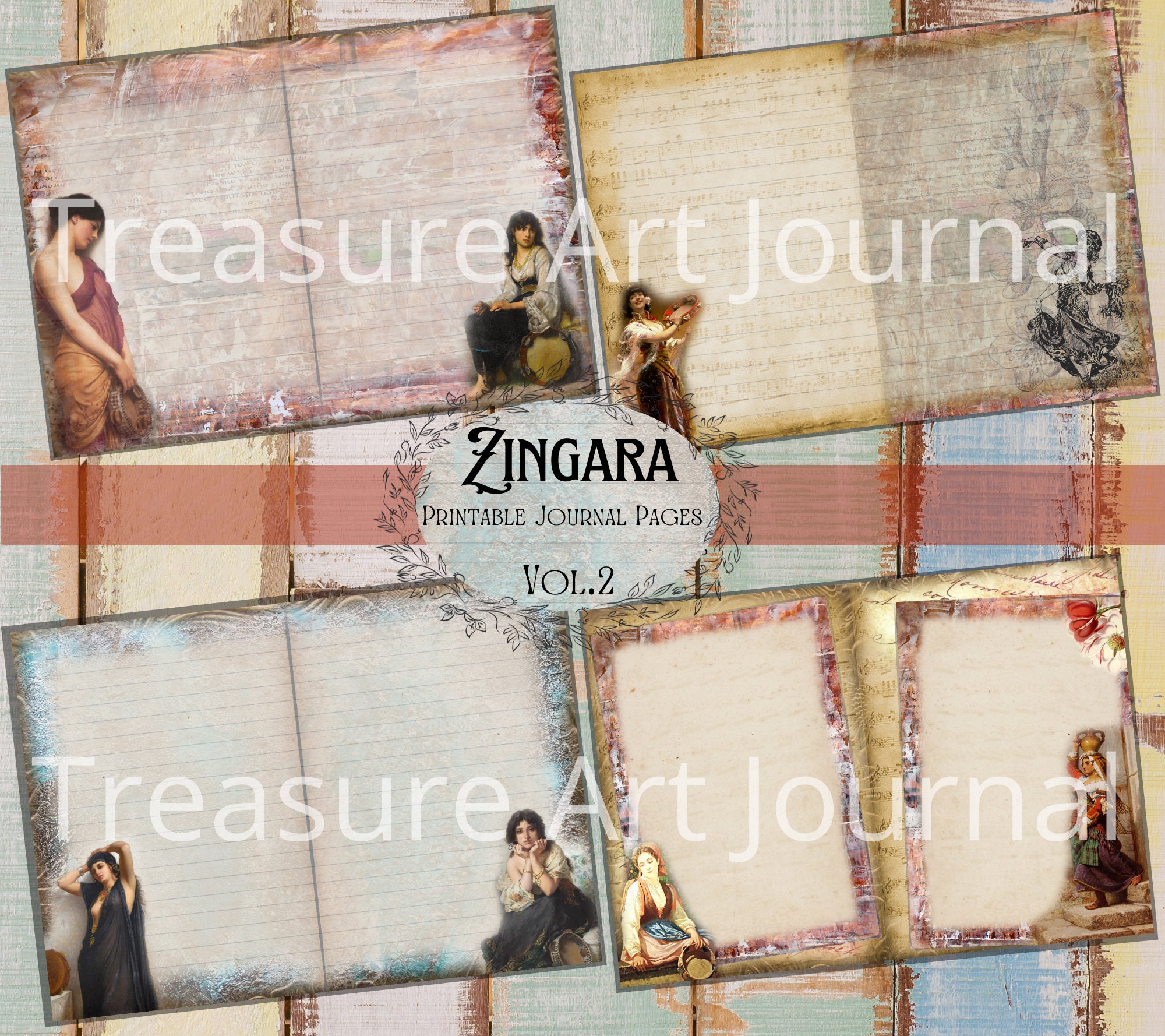 ZINGARA Vol.2 Digitals Printable Journal Pages, Journal Cards ...