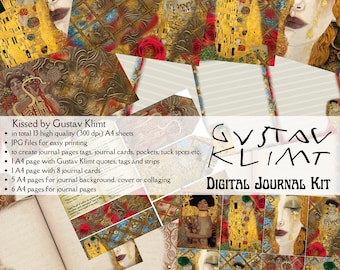 Gustav Klimt Digital Journal Kit Printable Journal Pages, Vintage ...