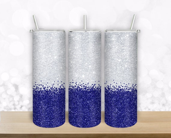 Blue Silver Glitter Confetti Design for 20oz Straight/ Tapered | Etsy