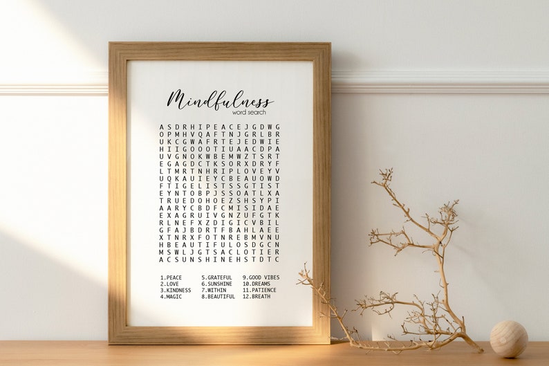 Mindful Word Search - Etsy
