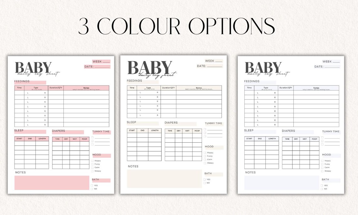Daily Newborn Log Sheet Printable | Baby Tracker PDF | Feeding Diaper ...