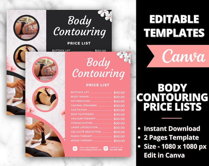 Editable Price List Template, Estheticians Beauty Spa Salons Price List ...