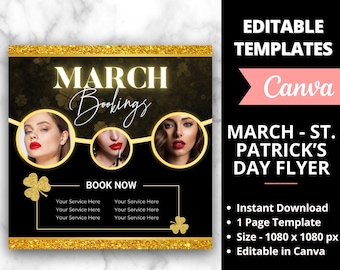 DIY March Booking Flyer, St Patricks Day Booking Flyer, March Madness ...