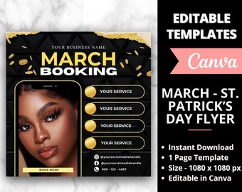 DIY March Booking Flyer, St Patricks Day Booking Flyer, March Madness ...