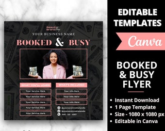 All Booked up Flyer, Business Flyer, Editable Booked up Flyer, Canva ...