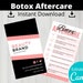 Editable Botox Aftercare Card Printable Botox Post Care | Etsy