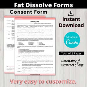 Consent Form Editable Fat Dissolving Forms Fat Dissolve - Etsy