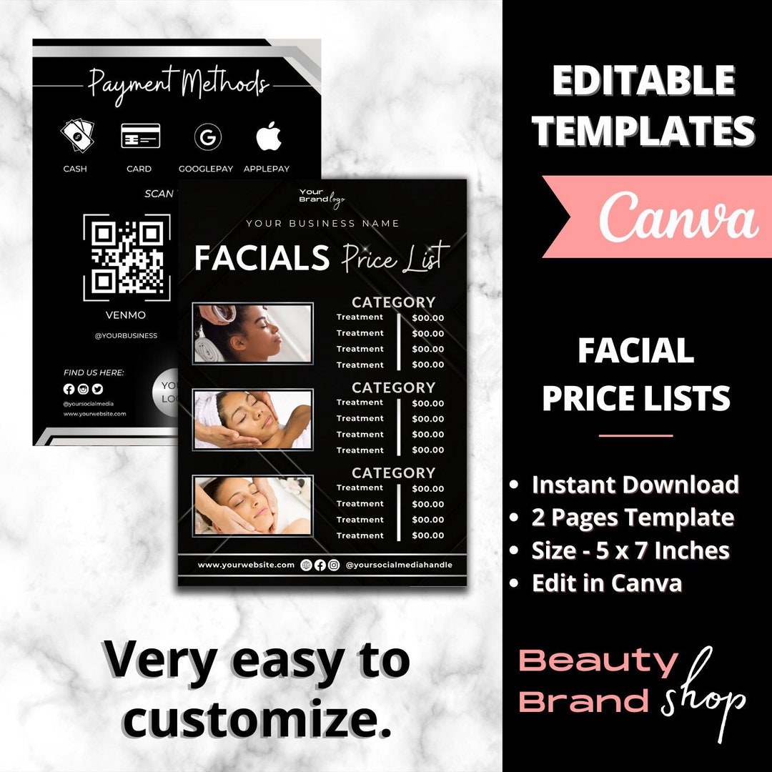 Facials Price Lists, Silver Luxury Facial Price List, Beauty Salon ...