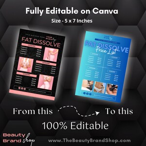 Fat Dissolve Price Lists, DIY Fat Dissolve Price List Flyer Design ...