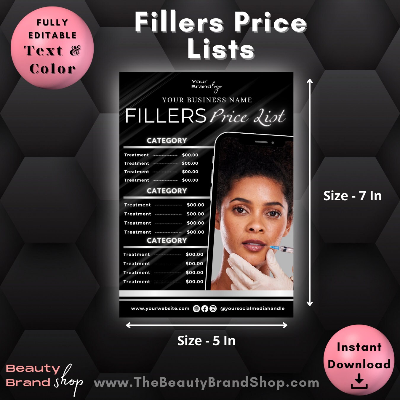 Filler Price List, Luxury Botox and Filler Canva Template, Injector ...