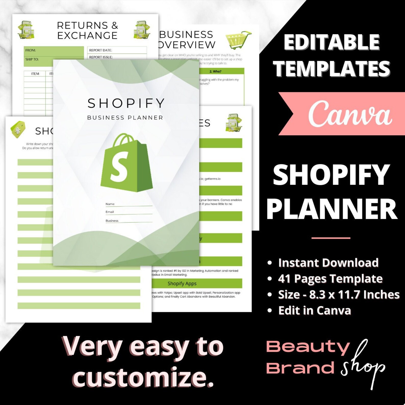 Shopify Planner, Shopify Business Planner, Shopify Template, Social ...