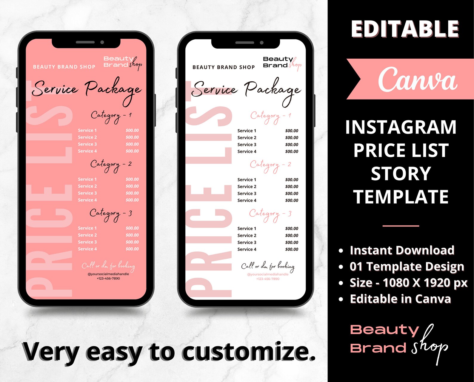 Instagram Price List Template Editable Price List IG Stories - Etsy