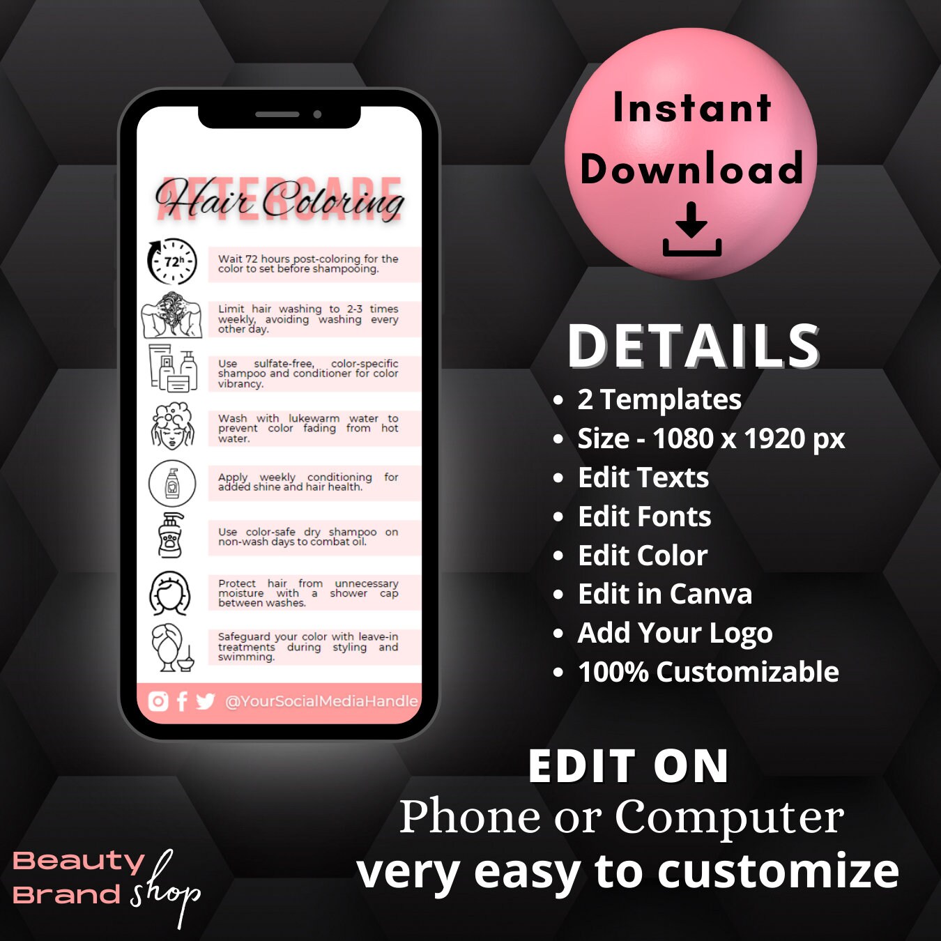 Hair Coloring Aftercare Story Template, Dyed Hair Aftercare ...