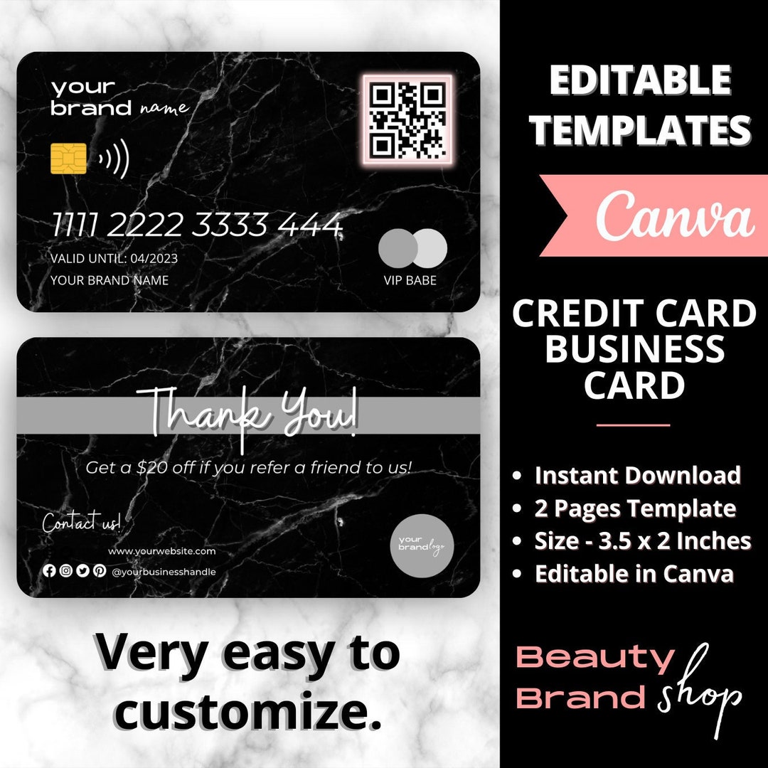 Credit Card Styled Business Card, Business Card With QR Code, Credit ...