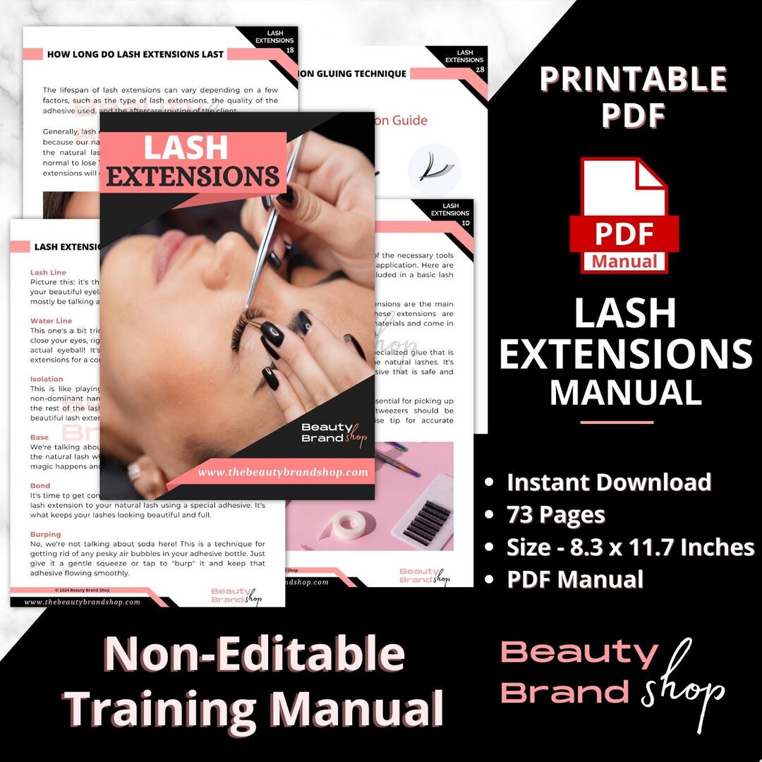 Lash Extension Manual, Eyelash Extensions Training Manual, Eyelashes ...