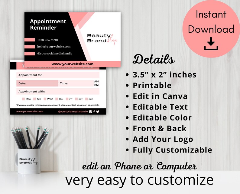 Printable Appointment Card Template Minimal Appointment Card - Etsy