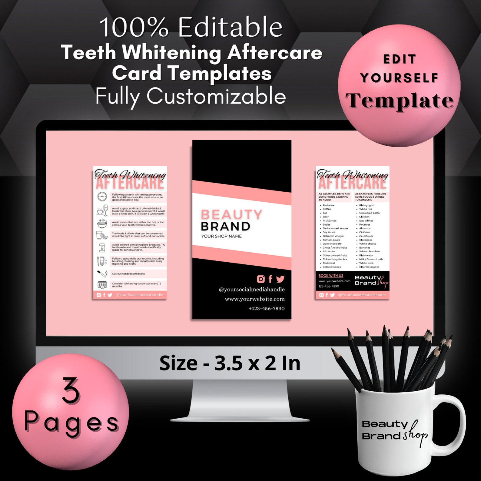 Editable Teeth Whitening Post Care Template, Printable Teeth Whitening ...