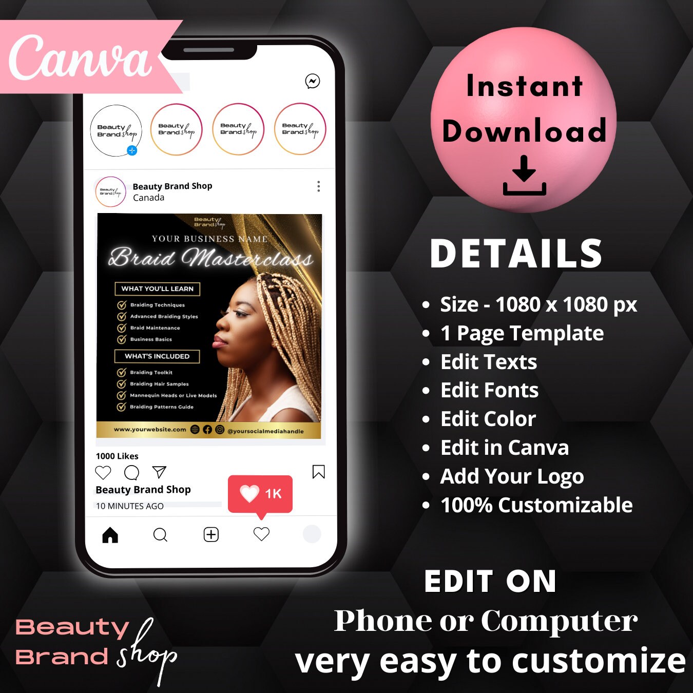 Braiding Course Flyer, DIY Flyer Template Design, Braid Training Flyer ...