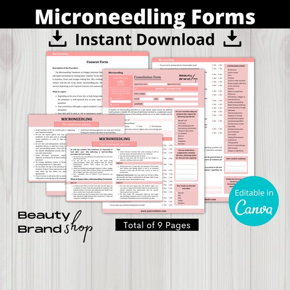 Editable Microneedling Consent Forms Micro Needling Form - Etsy