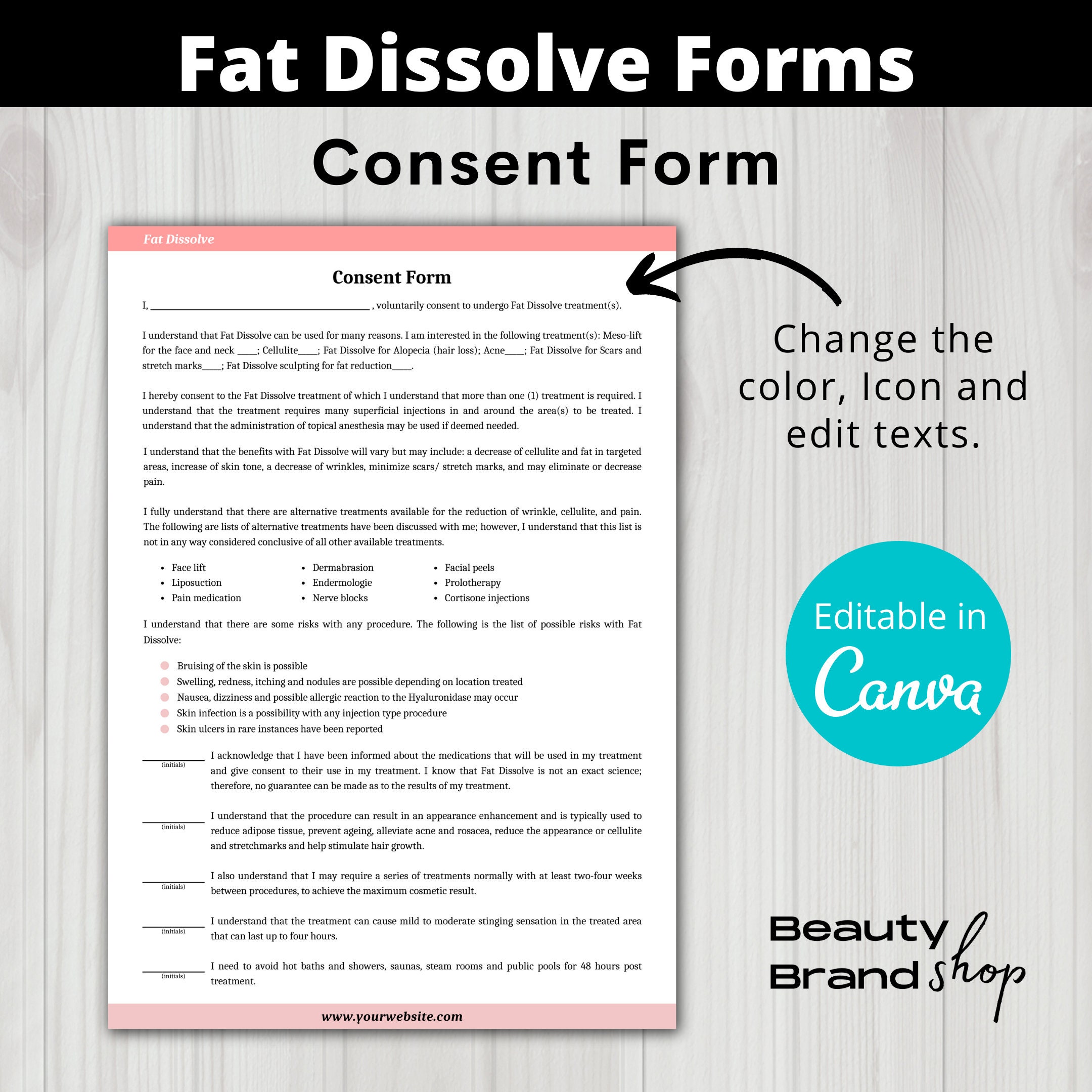 Consent Form Editable Fat Dissolving Forms Fat Dissolve - Etsy UK