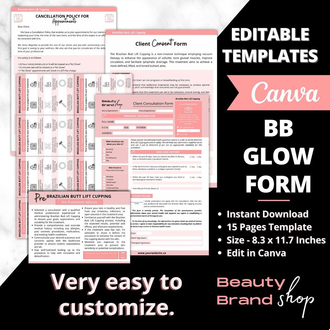 BB Glow Forms Template, BB Glow Consent Form Template, Bbglow Aftercare ...