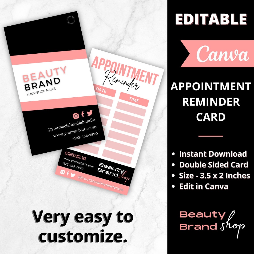 Appointment Card Template, Editable Appointment Cards, Next Appointment ...