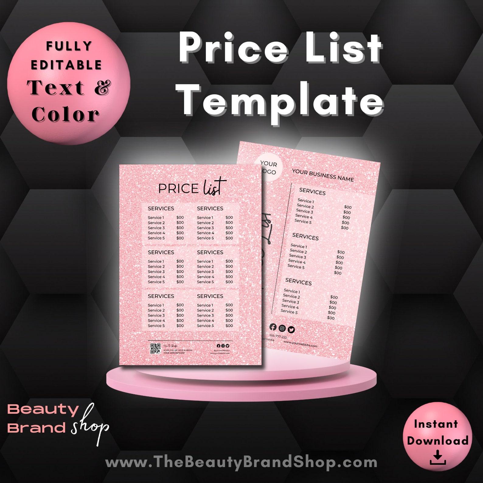Stylish Price List Template for Makeup, Hair, Beauty, Spa, Lash ...