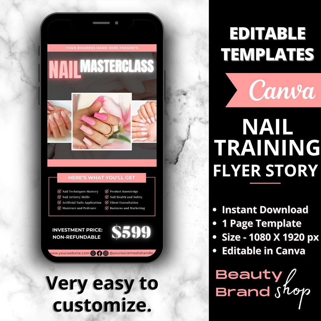 Nail Class Flyer Story, DIY Template Design, Nail Training Flyer, Nails ...