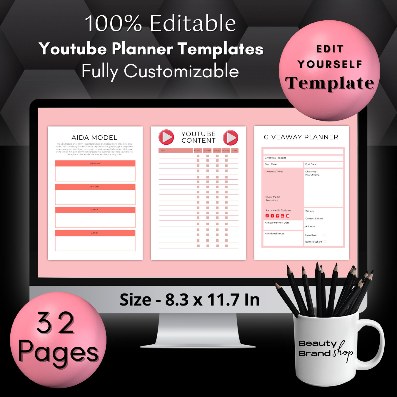 Youtube Planner, Youtube Content Planner, Social Media Planner, Youtube ...