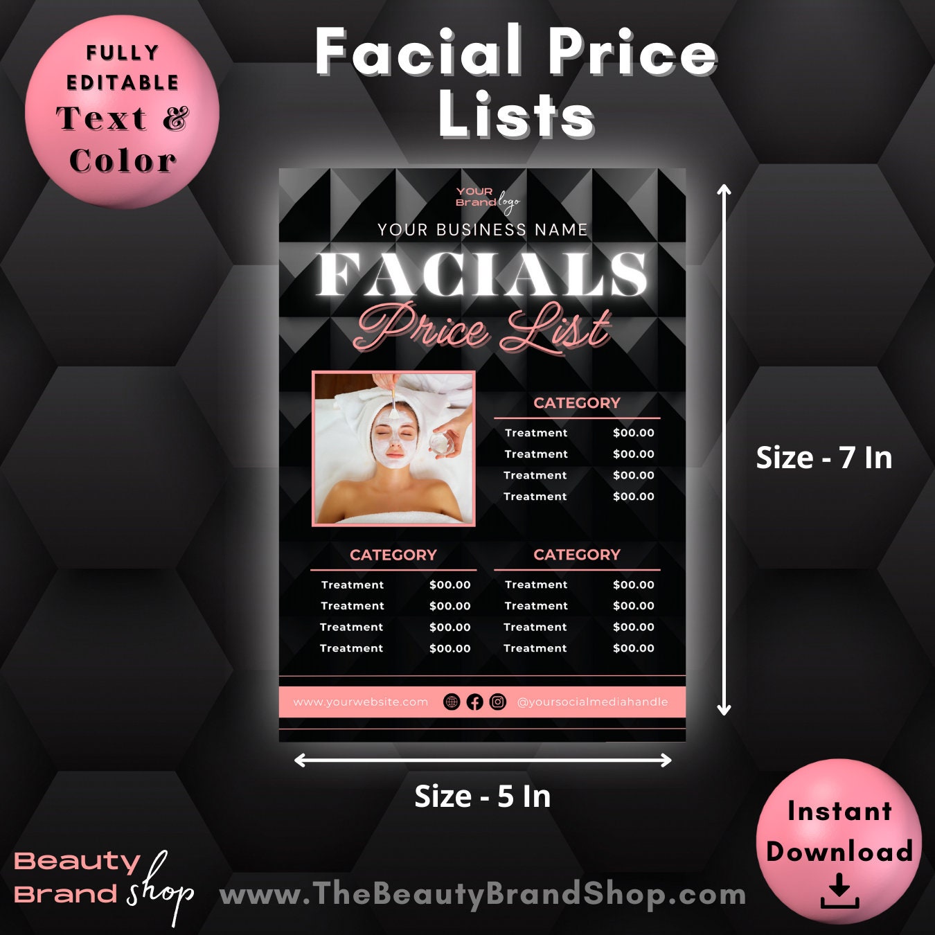Facials Price List, Beauty Salon Flyer Pricelist Template, Price Menu ...