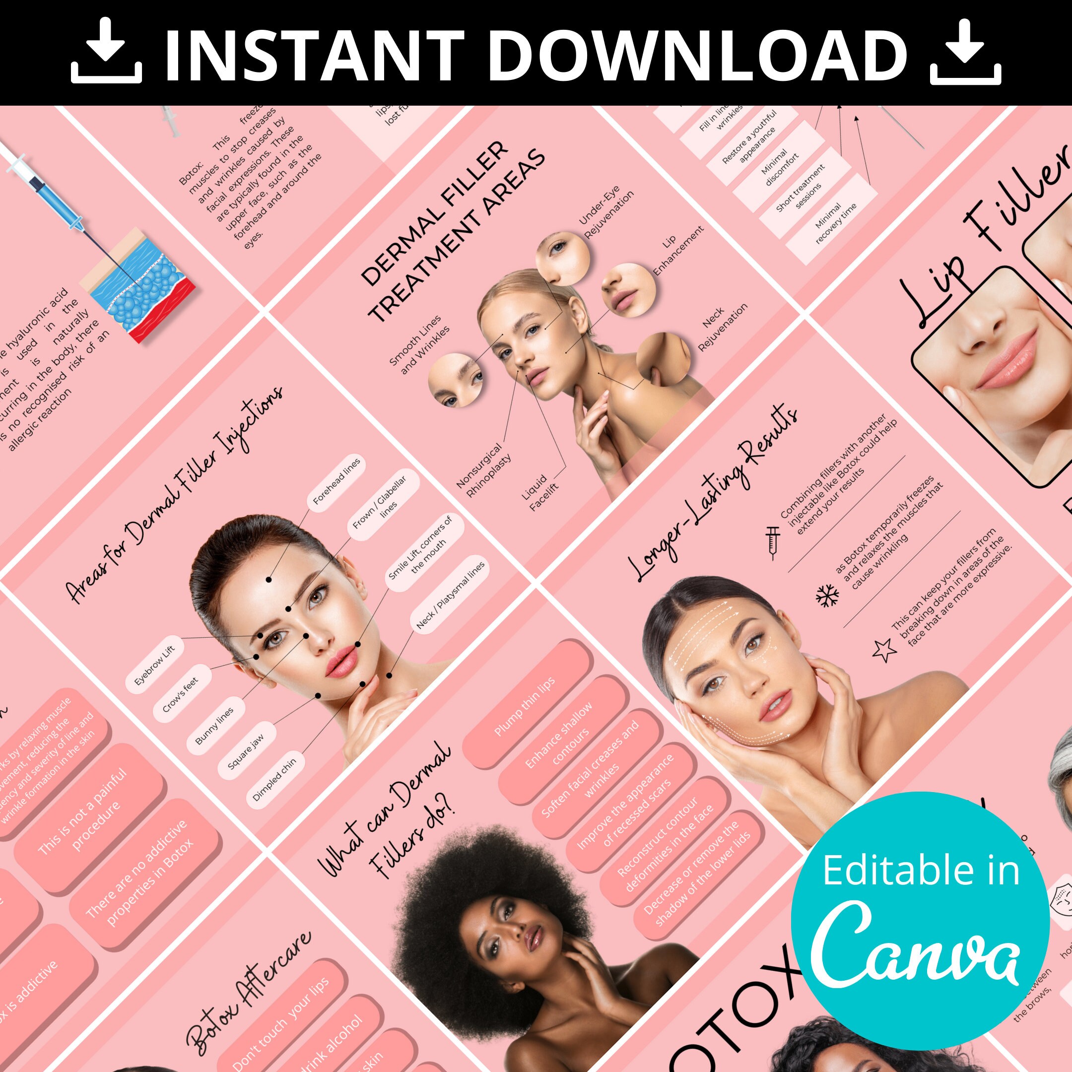 Botox and Filler Social Media Templates, Editable Botox IG Posts, Anti ...