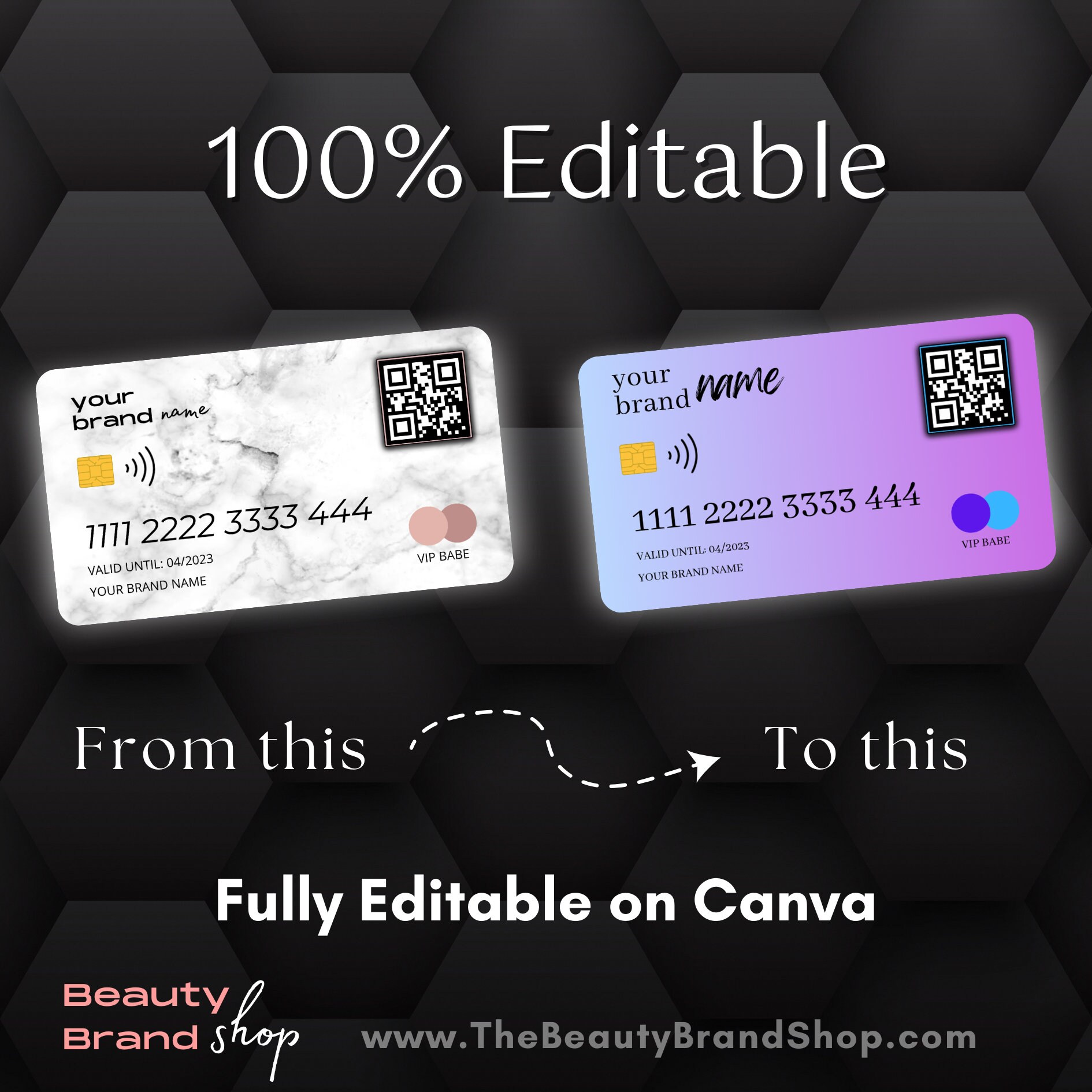 Credit Card Styled Business Card, Business Card With QR Code, Credit ...