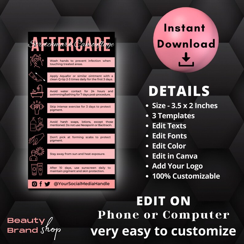 Editable Digital Scar and Stretchmark Camouflage Tattoo Precare ...