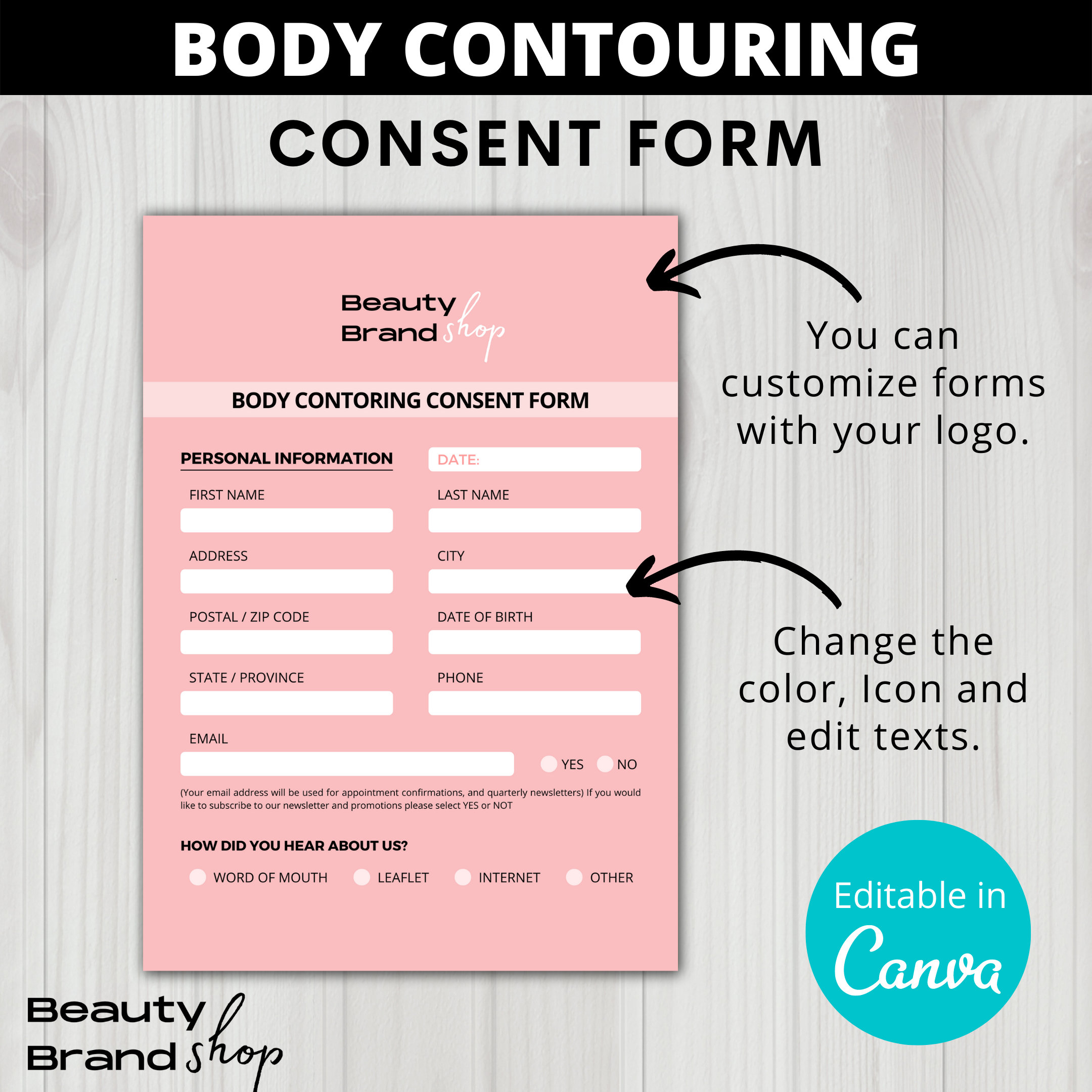 Body Contouring Consent Form, Editable Body Sculpting Client Intake ...