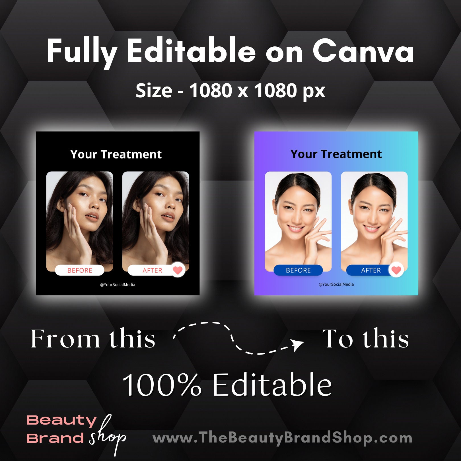Editable Skincare Before and After Templates, Esthetician Instagram ...