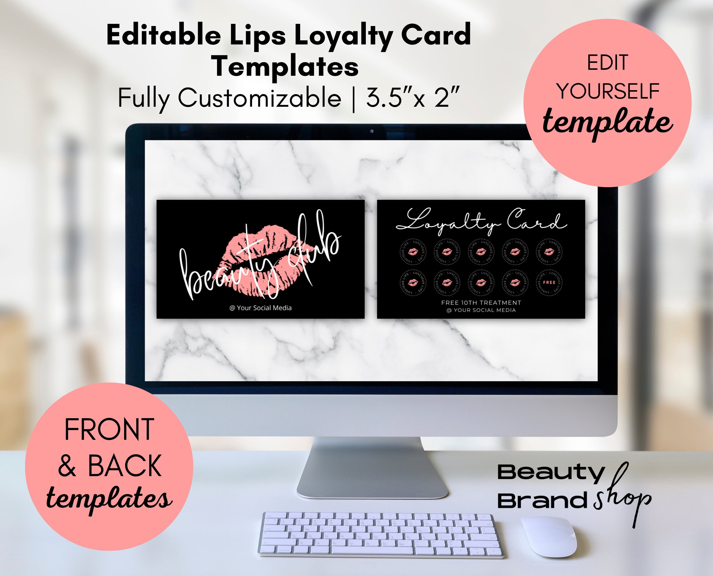 Loyalty Card Lips Editable Loyalty Cards Loyalty Cards - Etsy