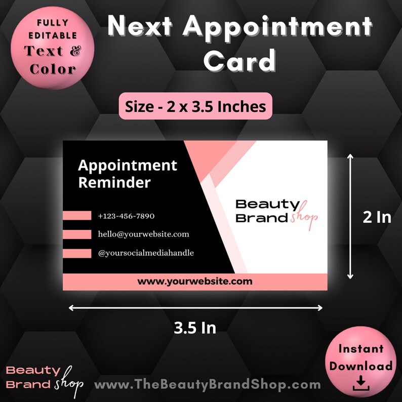 Printable Appointment Card Template, Minimal Appointment Card, Reminder ...