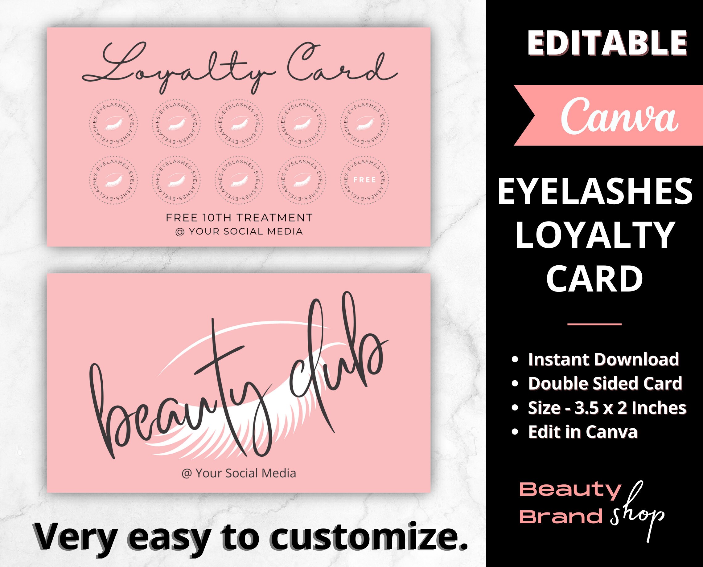 Lash Loyalty Card Editable Loyalty Cards Eyelashes Loyalty - Etsy