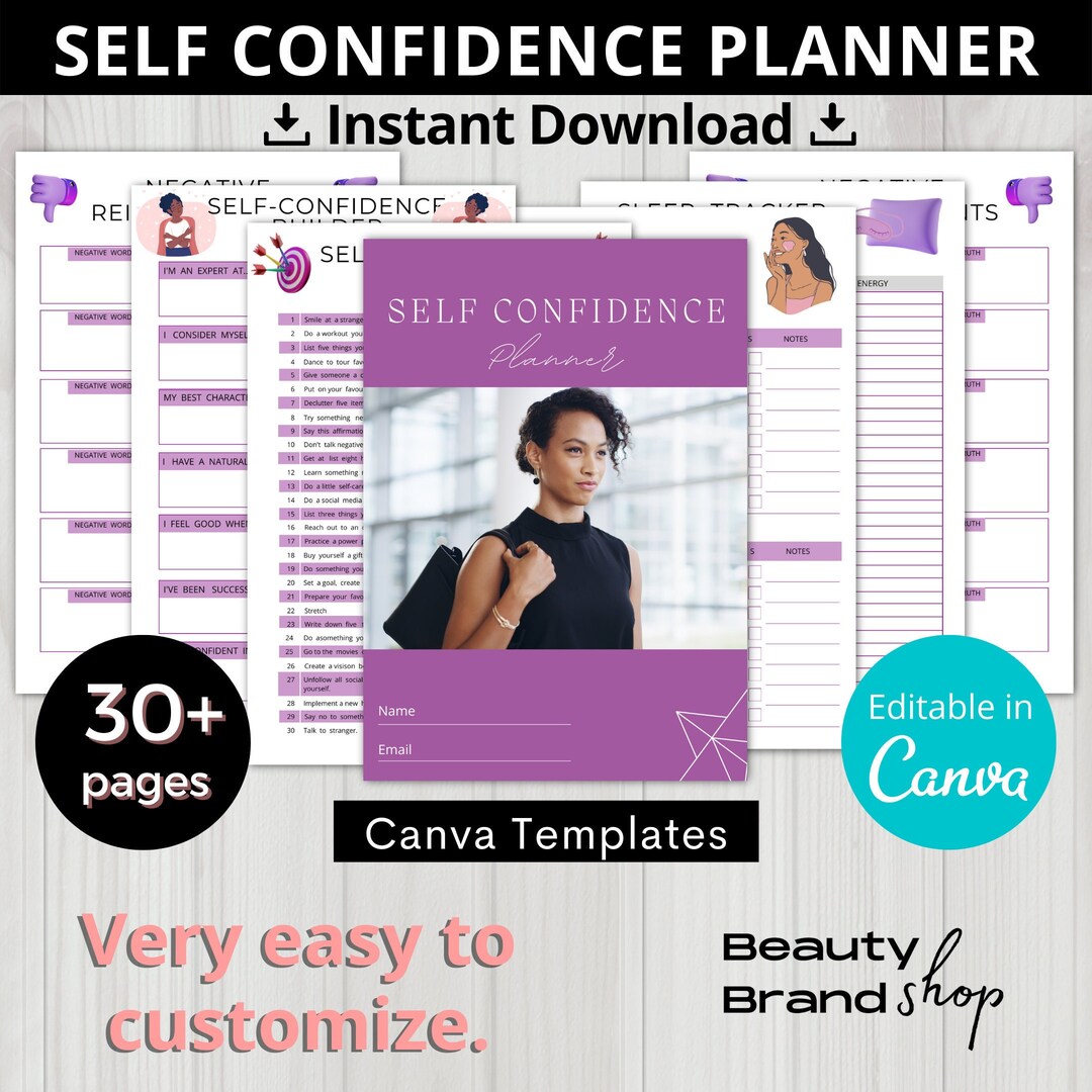 Self Confidence Planner, Self Confidence Journal, Motivation Template ...