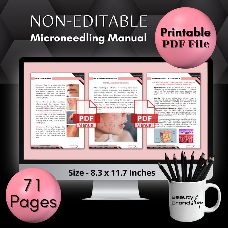 Microneedling PDF Printable Course Training Manual, Beauty Maunal, Skin ...